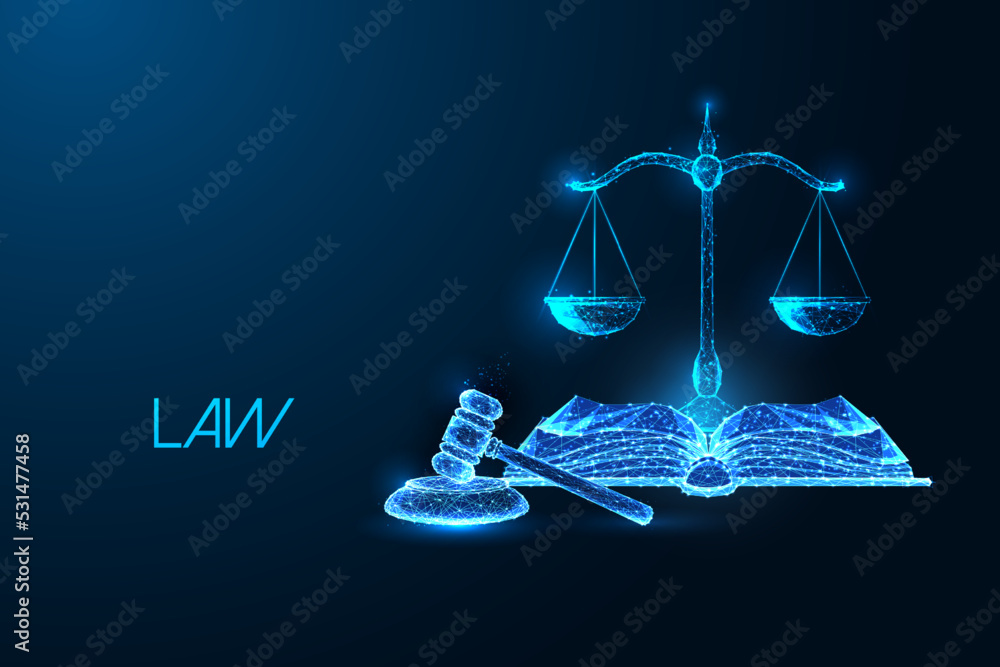 Law, Justice, court decision concept with scales, gavel and open book ...