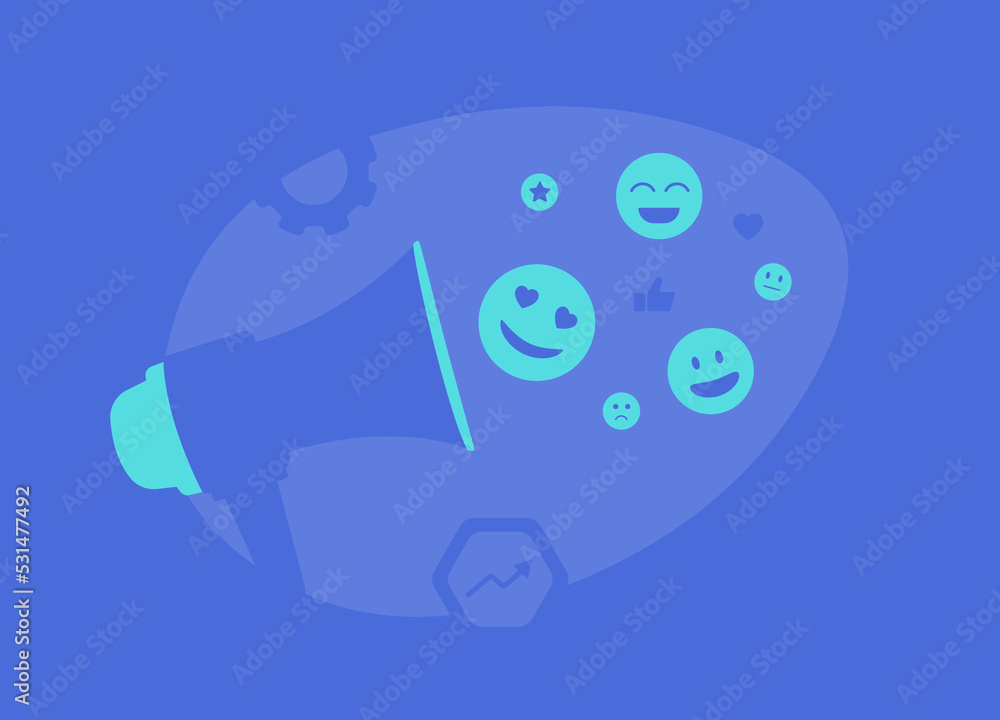 Emoji Marketing concept. Digital communication of brands and businesses ...