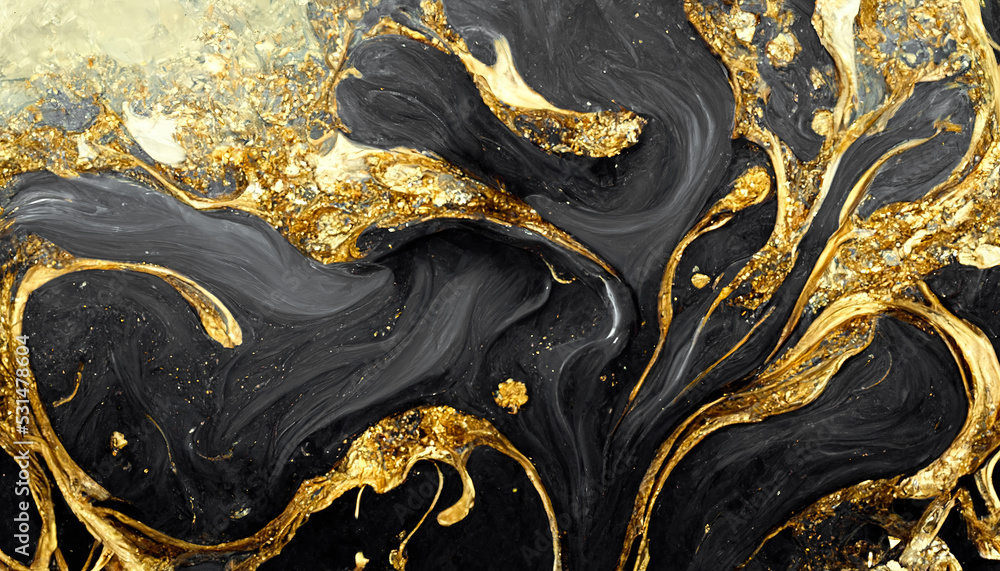 Spectacular realistic abstract backdrop of a whirlpool of black and ...