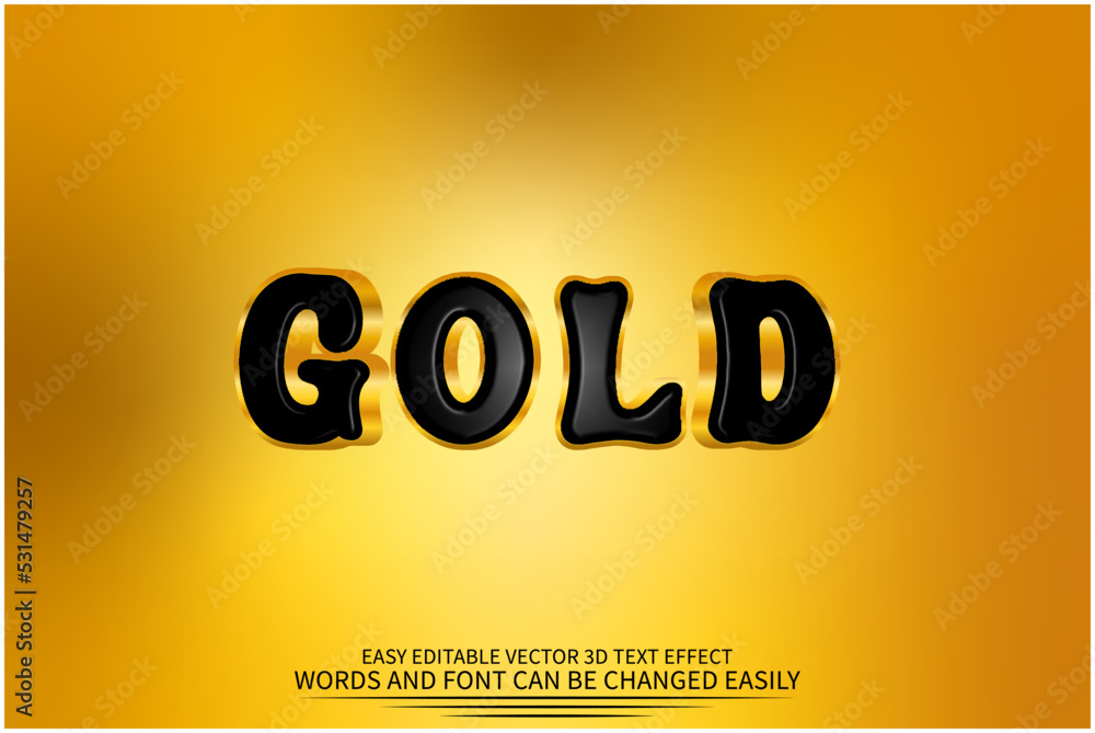 Gold 3d text effect Full editable Stock Vector | Adobe Stock