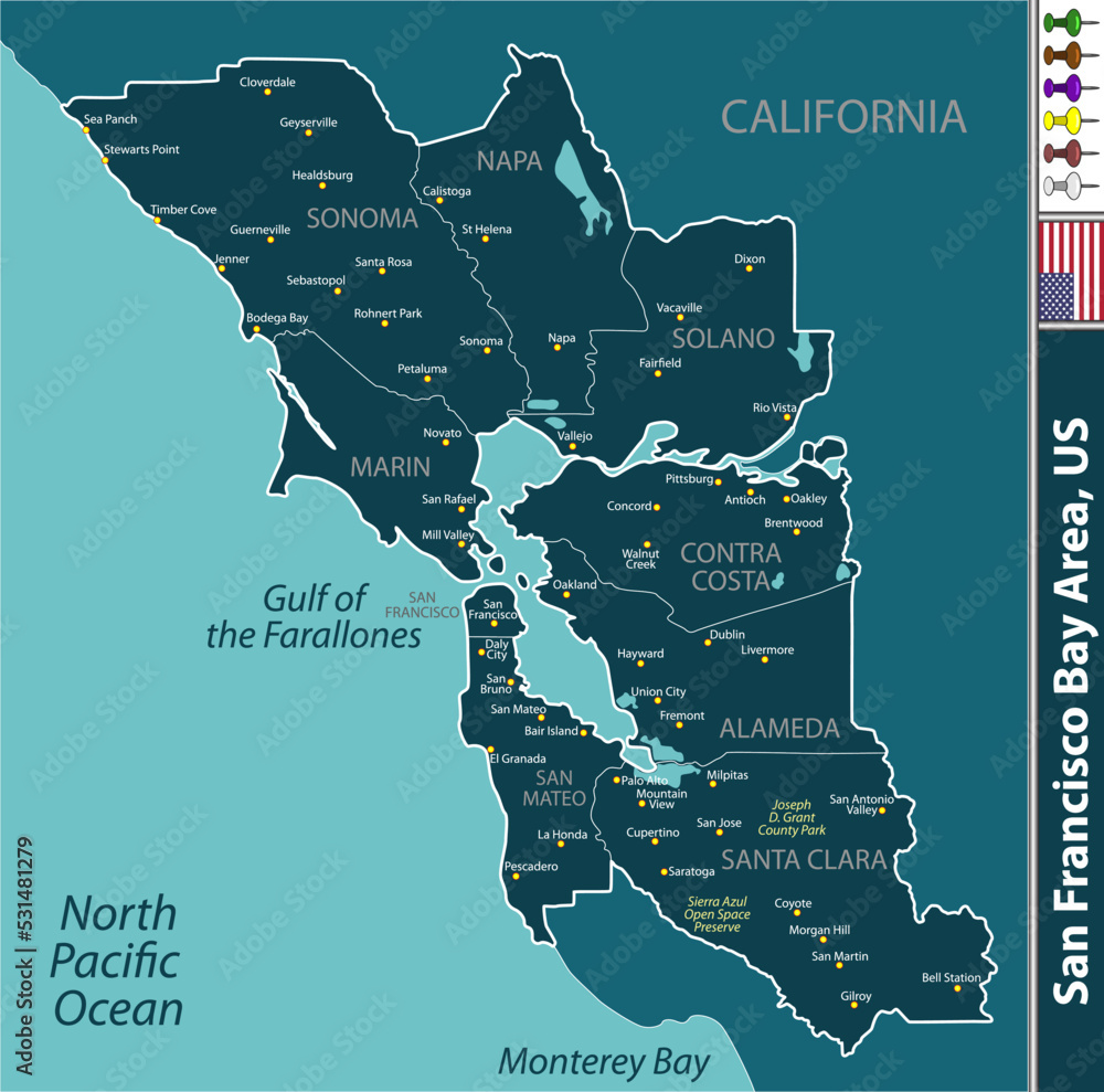 San Francisco Bay Area, US Stock Vector | Adobe Stock