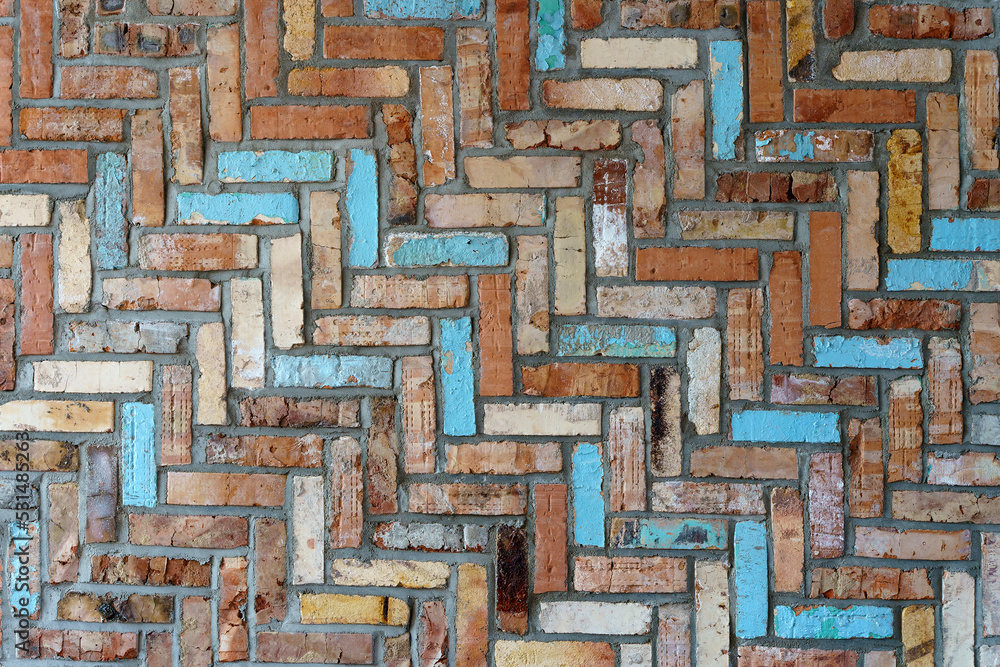 Brick wall background. Old vintage colored rustic brickwork backdrop ...