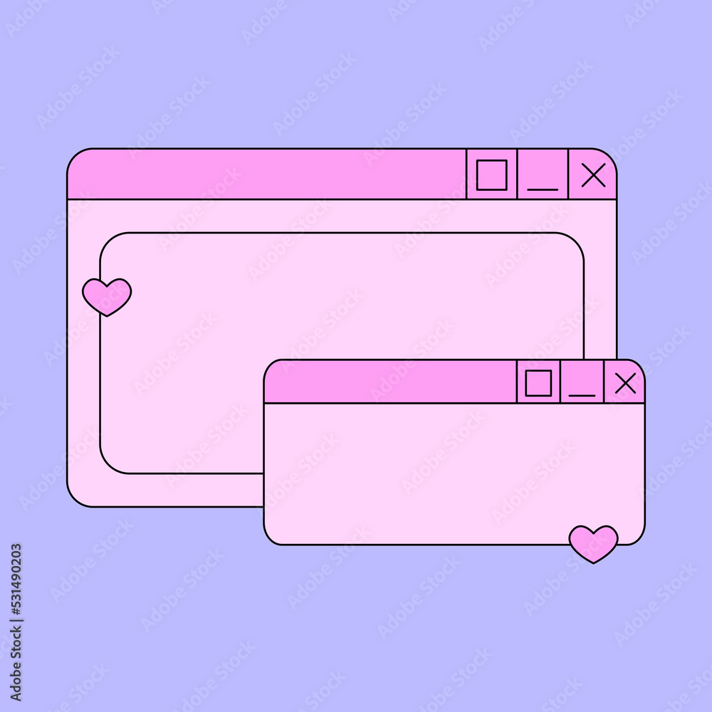 Retro digital screen user interface in y2k style. Old computer window ...