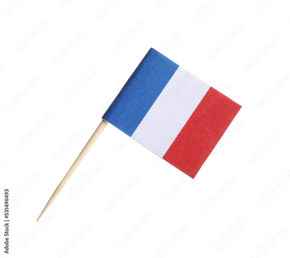 Small paper flag of France isolated on white Stock Photo | Adobe Stock