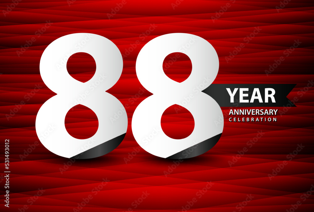 88 Year Anniversary Celebration Logo Vector On Red Background, 88 ...