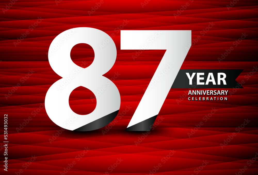 87 Year Anniversary Celebration Logo Vector On Red Background, 87 ...