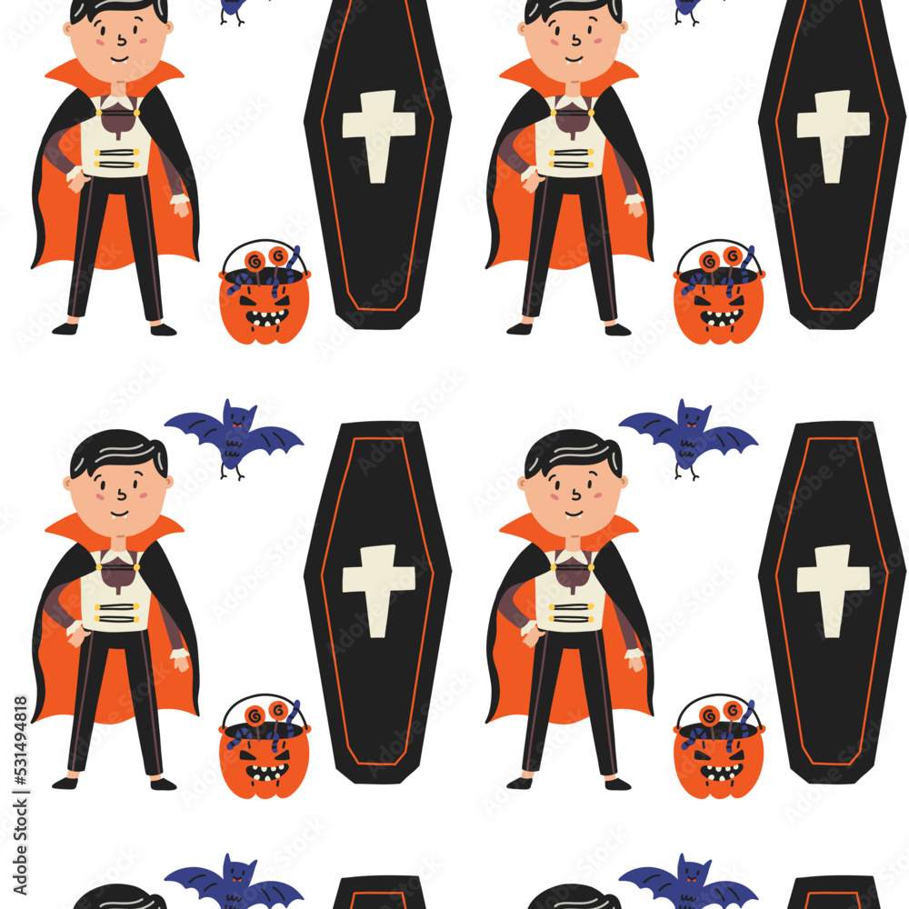 Vampire coffin bat Halloween pattern. Halloween kids wallpaper, digital ...