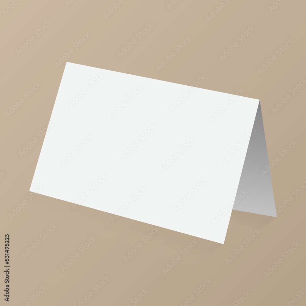 3d white blank folded paper greeting card template, Similar of mockup ...