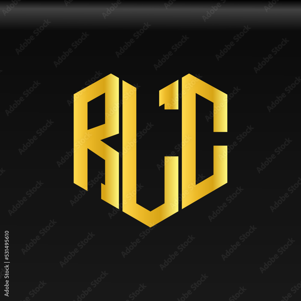 RLC letter luxury logo design on black background. RLC creative ...