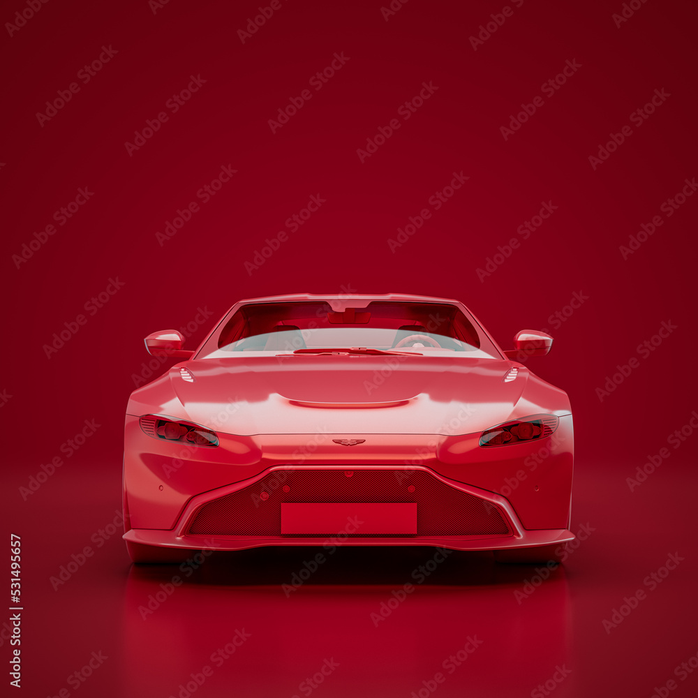 Red Aston Martin Vantage AMR 2020. Monochrome Single Color Red Car From ...