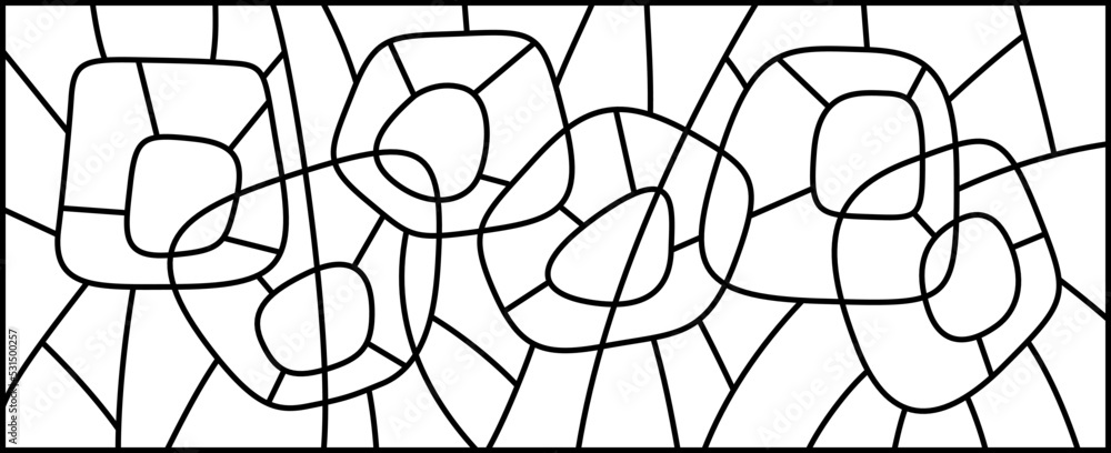 Vector sketch of a stained glass window. Vintage pattern. Abstract ...