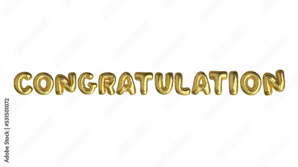 Poster Gold air balloon word congratulation on transparent background ...