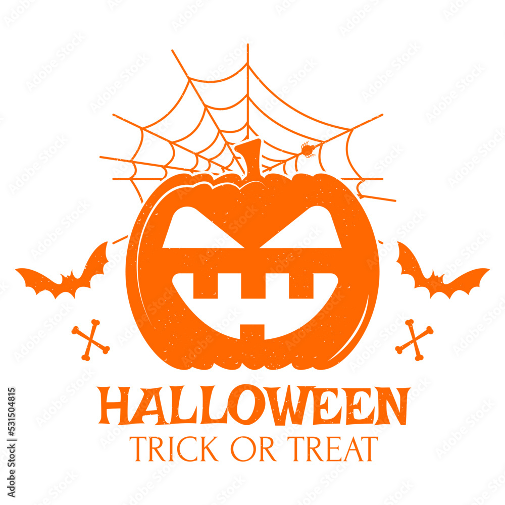 Halloween badges emblems stickers collection with horror scary pumpkin ...