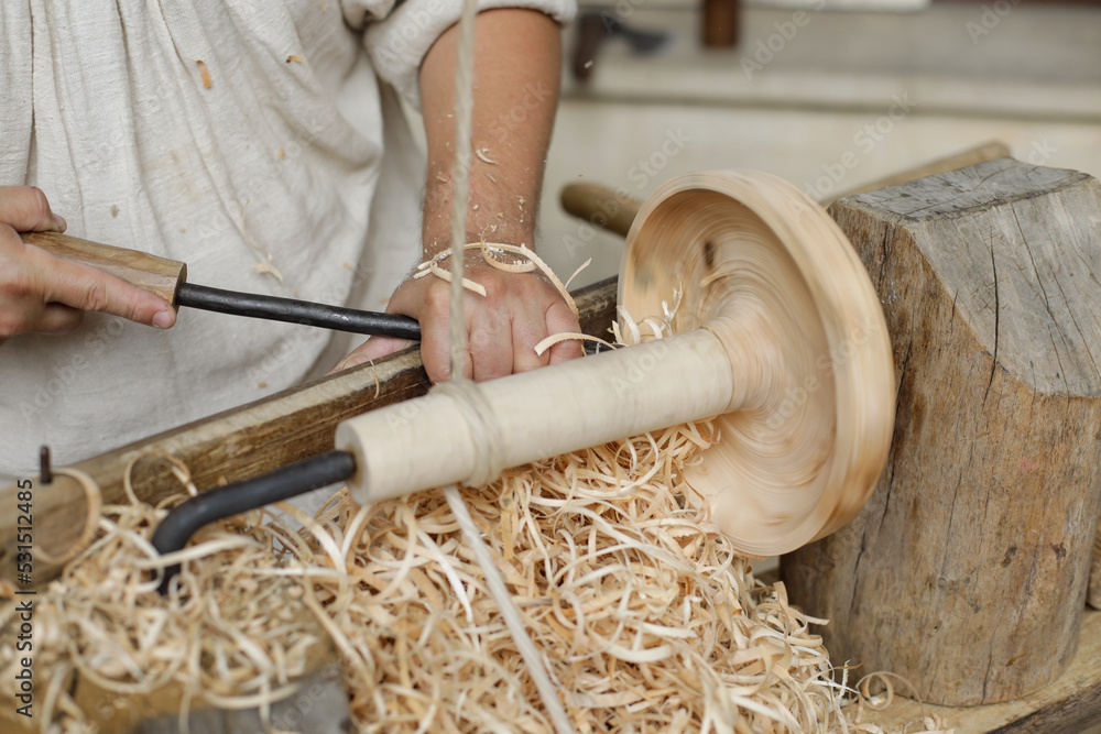 Shallow depth of field (selective focus) details with a craftsman using ...