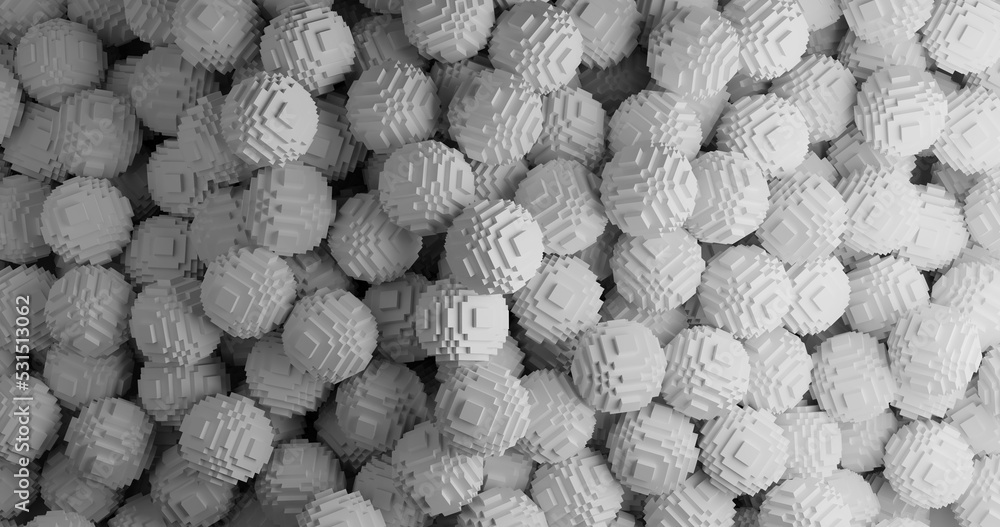 white voxel spheres made in 3d with blender Stock Illustration | Adobe ...