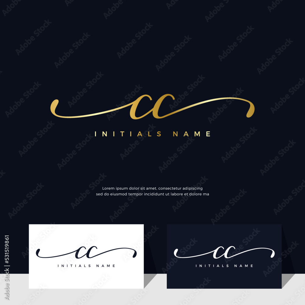 handwriting Initial of letter CC C feminine and beauty logo design on ...