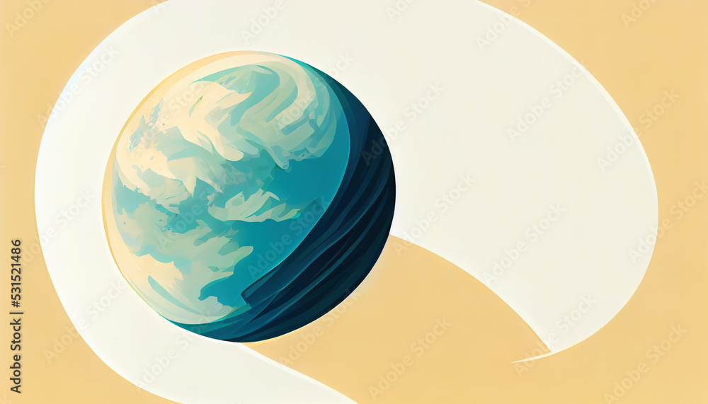Stylized planet flat illustration. Stylized blue planet banner. Digital ...