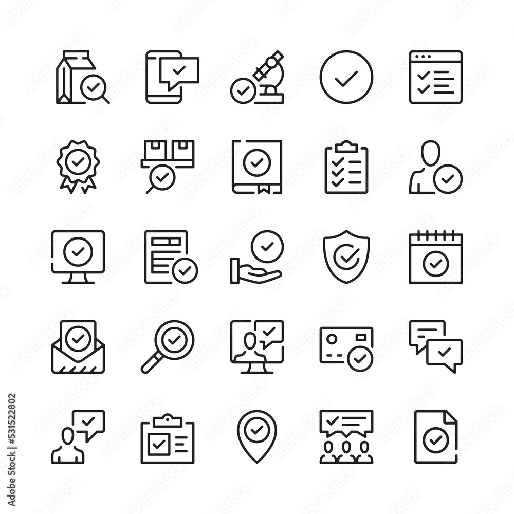 Check mark line icons. Outline symbols. Vector line icons set Stock Vector | Adobe Stock