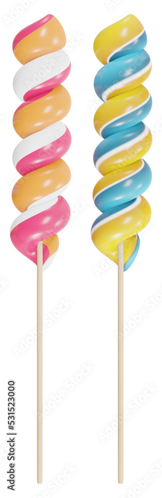 Swirl Lollipops. Render 3d. Isolated on transparent background, png ...