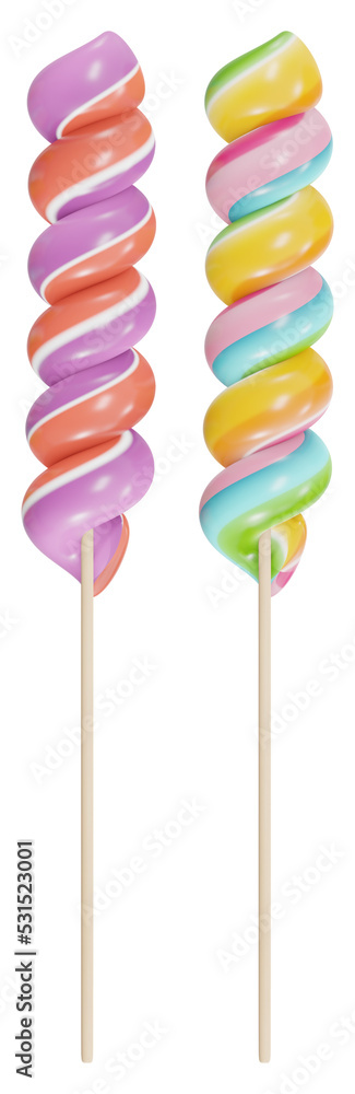 Swirl Lollipops. Render 3d. Isolated on transparent background, png ...