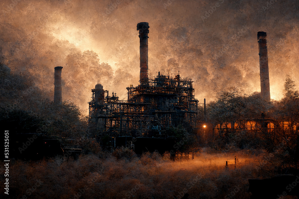 Haunted Ghost Industrial Building In Mystical Environment 3D Art ...