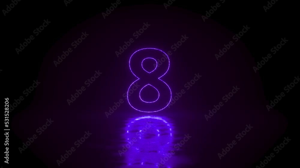3d animation, violet green sparkling numbers from 10 to 1, isolated on ...