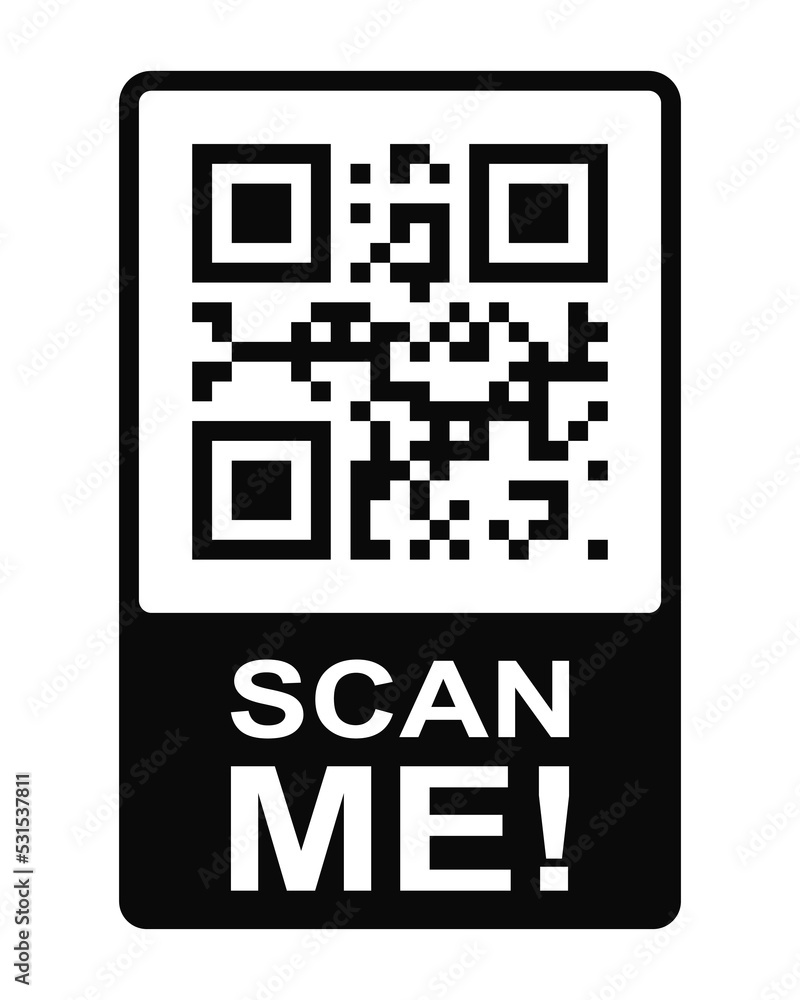 Scan Me Concept Qr Code Icon In Frame Template Of Quick Responce Matrix Barcode In Square Grid