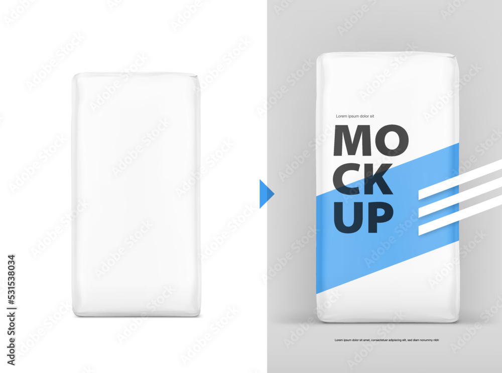 Vertical bag package mockup. Front view. Vector illustration isolated ...