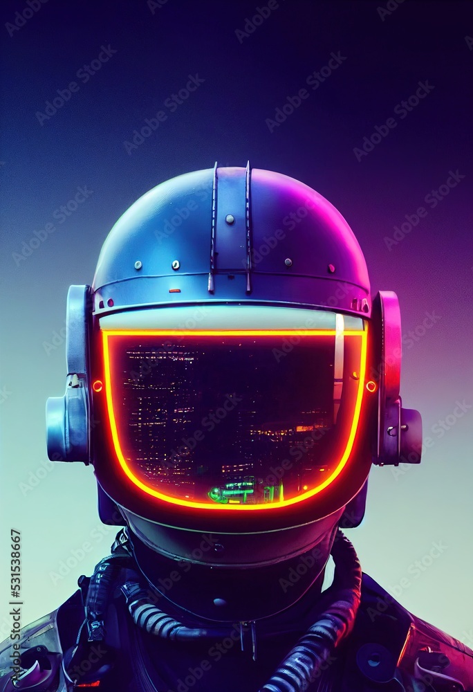 Ilustração do Stock: Portrait of a fictional futuristic pilot in an ...
