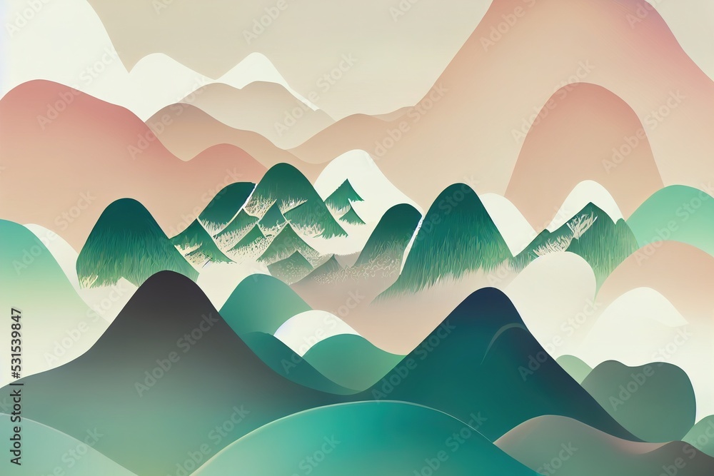 Abstract landscape background with mountain forest template, Natural ...