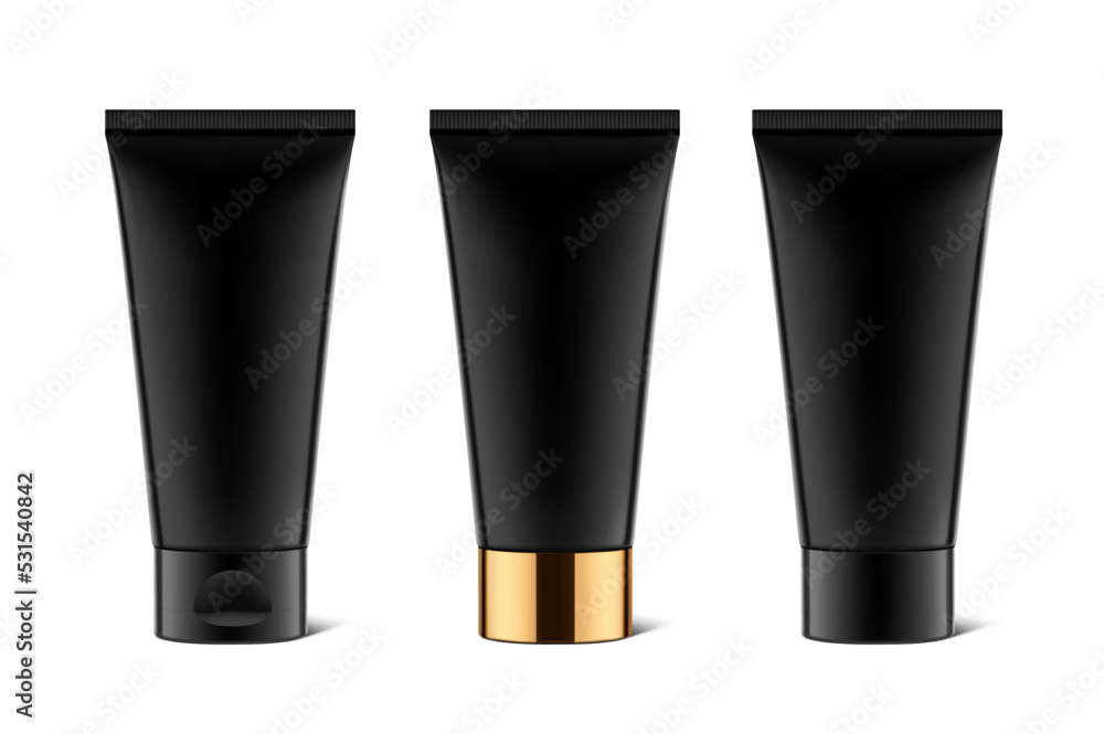 Black tube with flip top cap mockup. Vector illustration isolated on ...