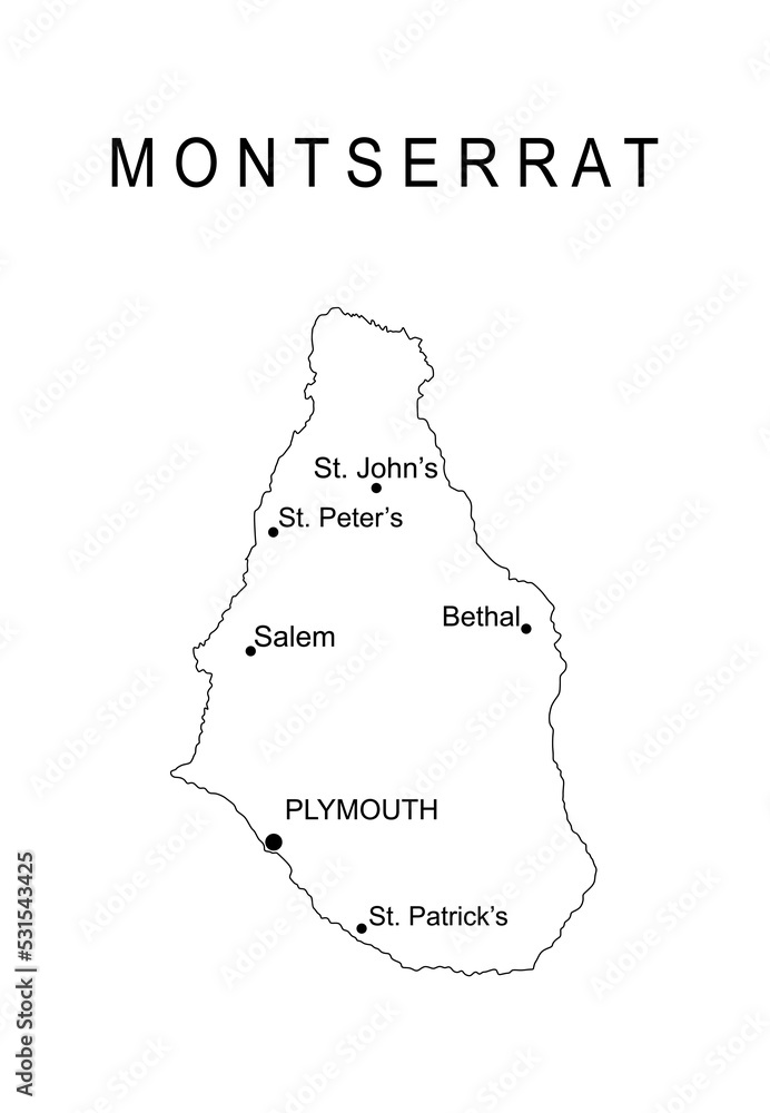 Montserrat map vector silhouette illustration isolated on white ...