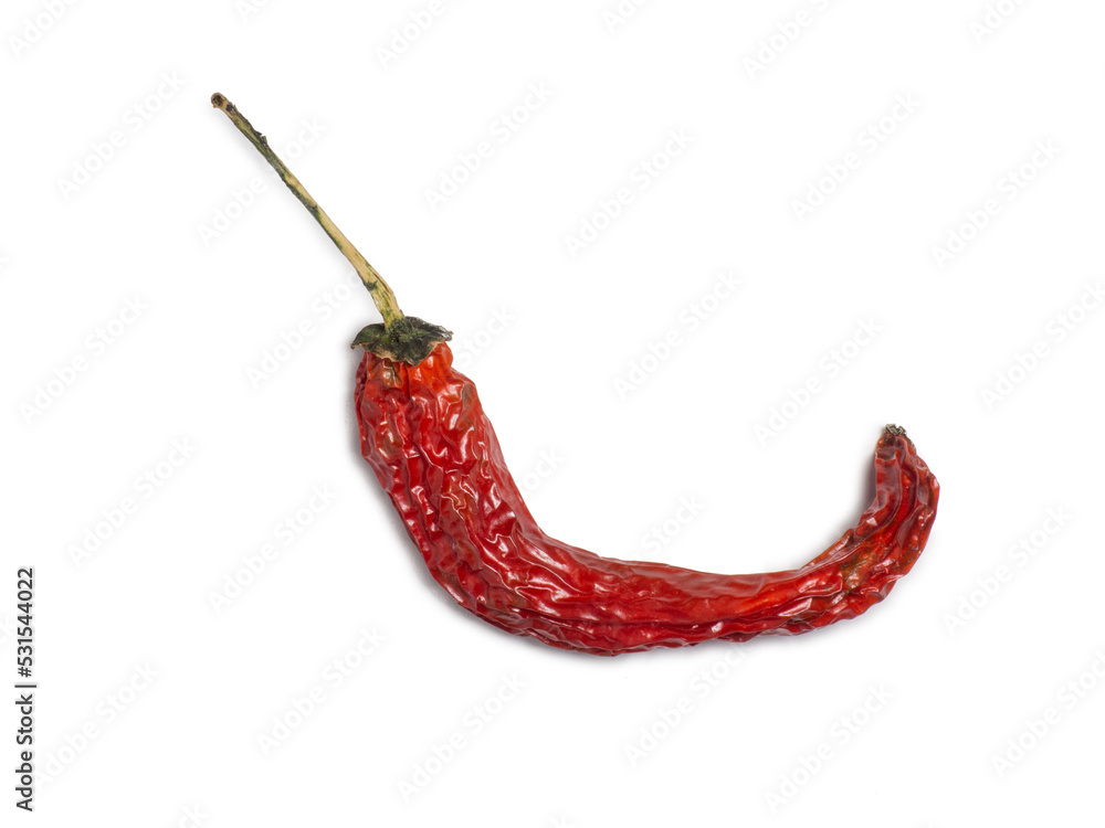 Dried red pepper on a white background. Ingredient for dishes. Spice ...