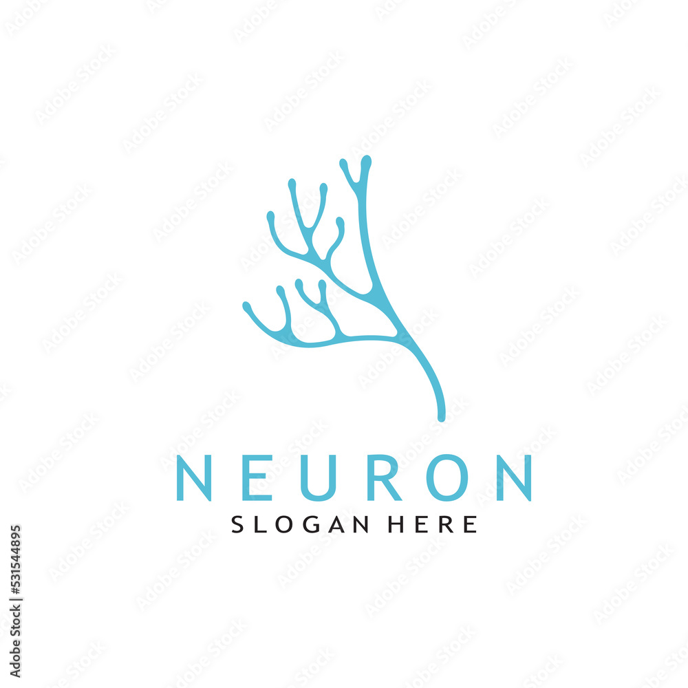 Brain logo or nerve cell logo with vector illustration template Stock ...
