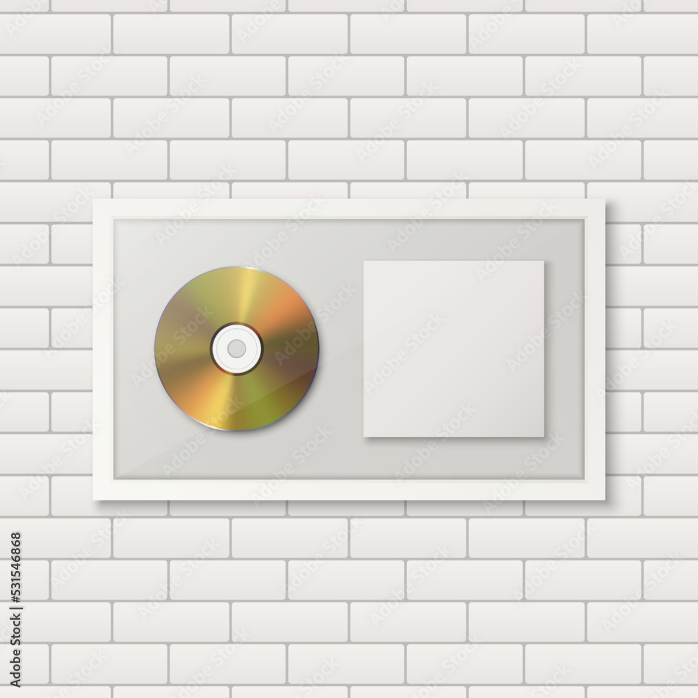 Realistic Vector 3d Yellow Golden CD, Packaging, Cover with White Frame ...