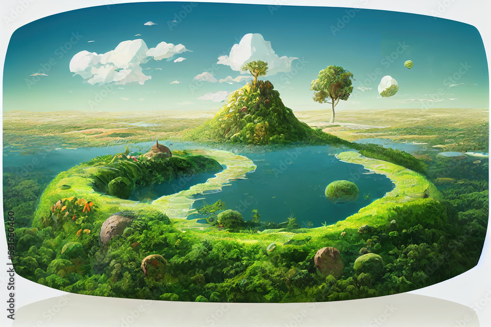 round soil ground cross section with earth land and green grass ...