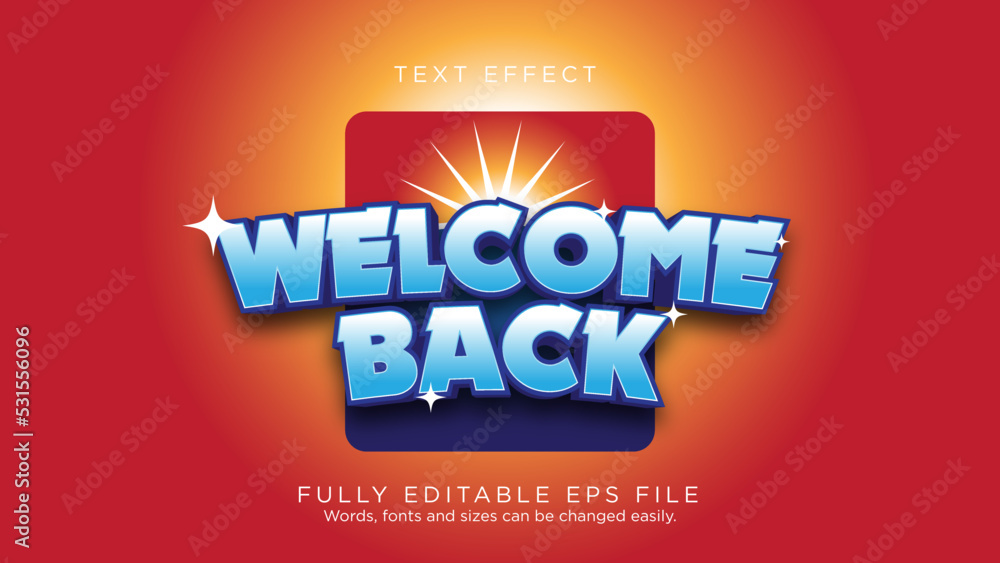 Welcome Back banner Text Effect Font Type Stock Vector | Adobe Stock