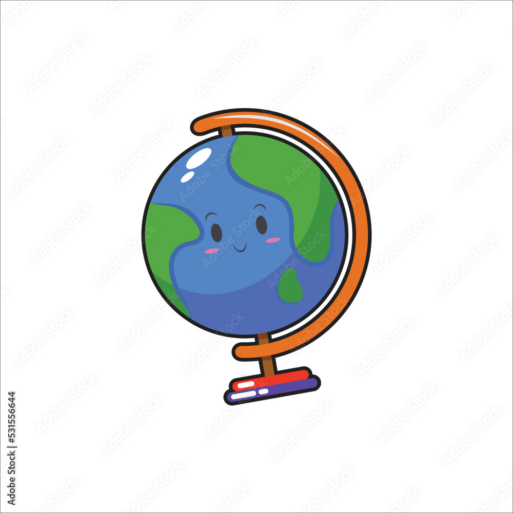 Cute globe cartoon vector illustration Stock Vector | Adobe Stock