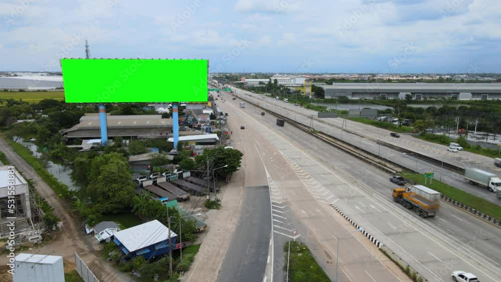 Large empty Advertising billboard with a green screen for advertisement ...