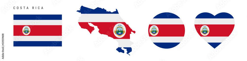 Costa Rica flag icon set. Costa Rican pennant in official colors and ...