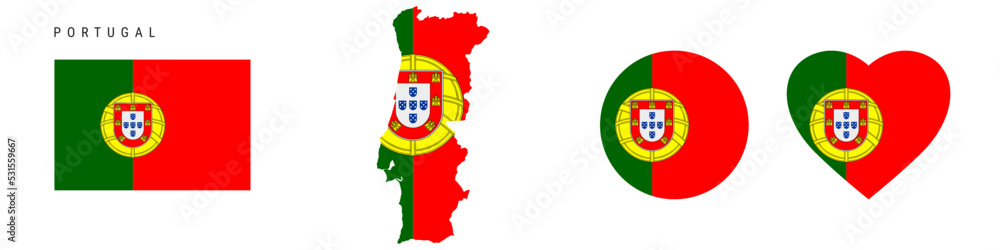 Portugal flag icon set. Portuguese pennant in official colors and ...