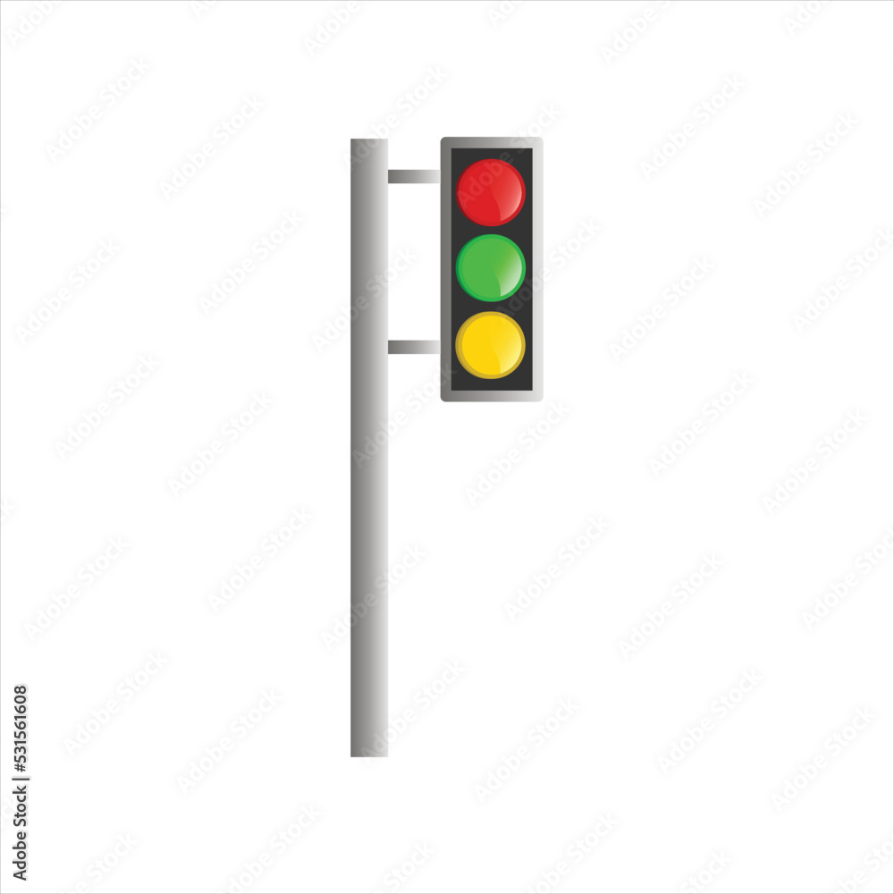 cartoon vector illustration of traffic signs, traffic light poles. flat ...