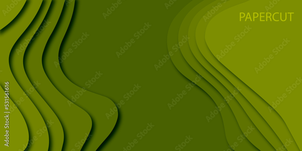 Abstract green background in paper cut style. 3d layout wallpaper cut ...