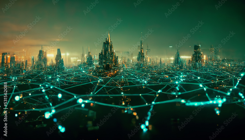 The concept of a high-speed internet connection visualized as cables ...