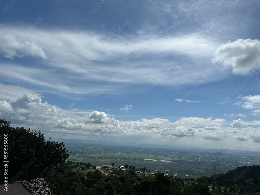 natural panoramic view On a day when the clouds have many colors in the ...
