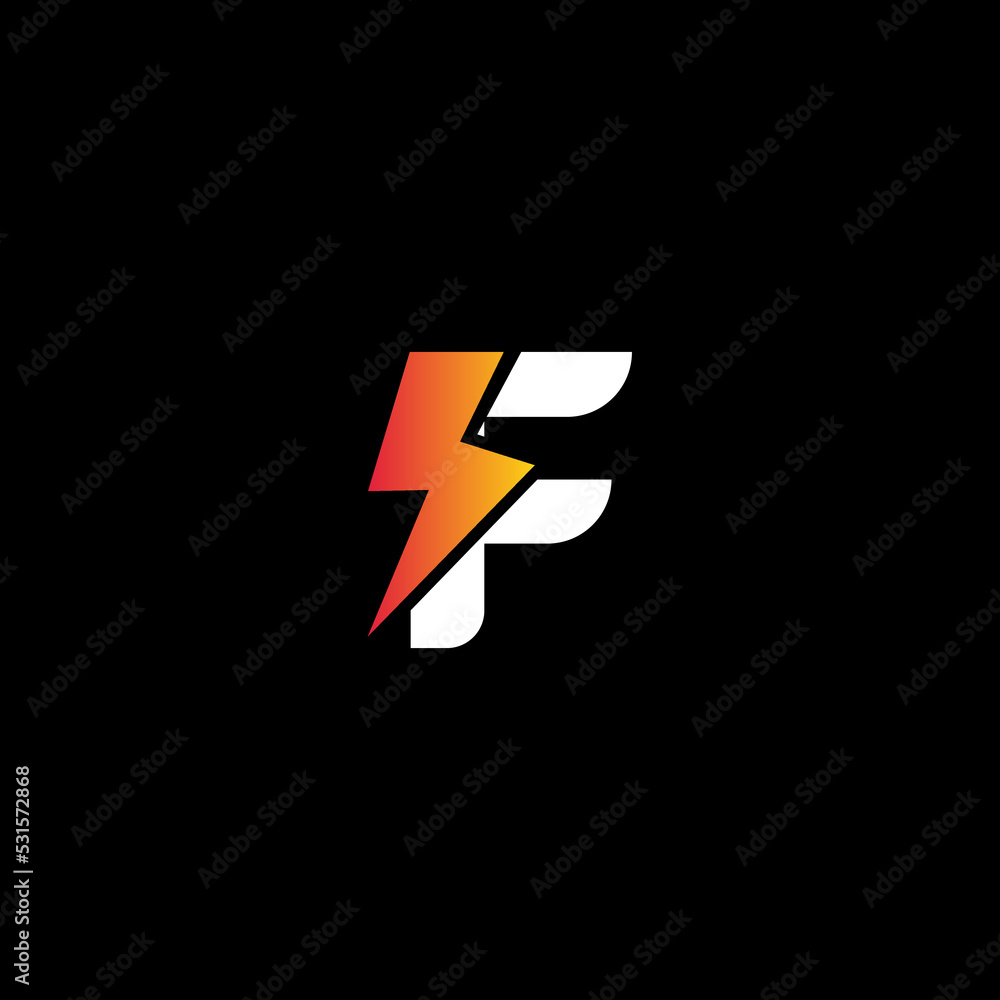 Electricity, Electric, F Letter, F letter with Electricity logo design ...
