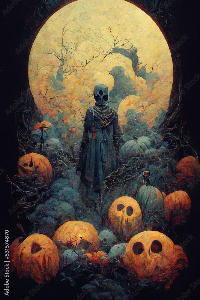 Spooky Halloween Concept Art Scenery. Digital, Illustration, Painting ...