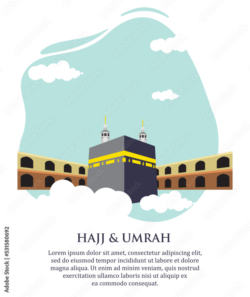 hajj and umrah background with flat kaaba Stock Vector | Adobe Stock