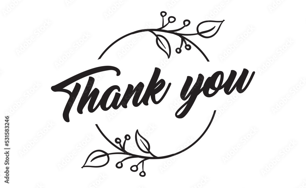 Thank You Beautiful Greeting Calligraphy Text With Delicate Floral