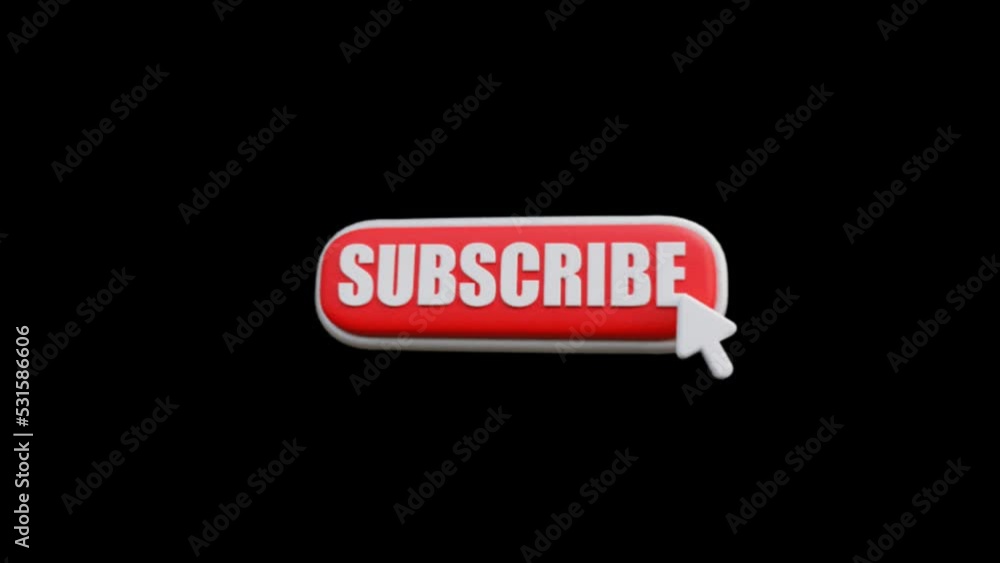 3d subscribe button for YouTube channel on black background, animation ...